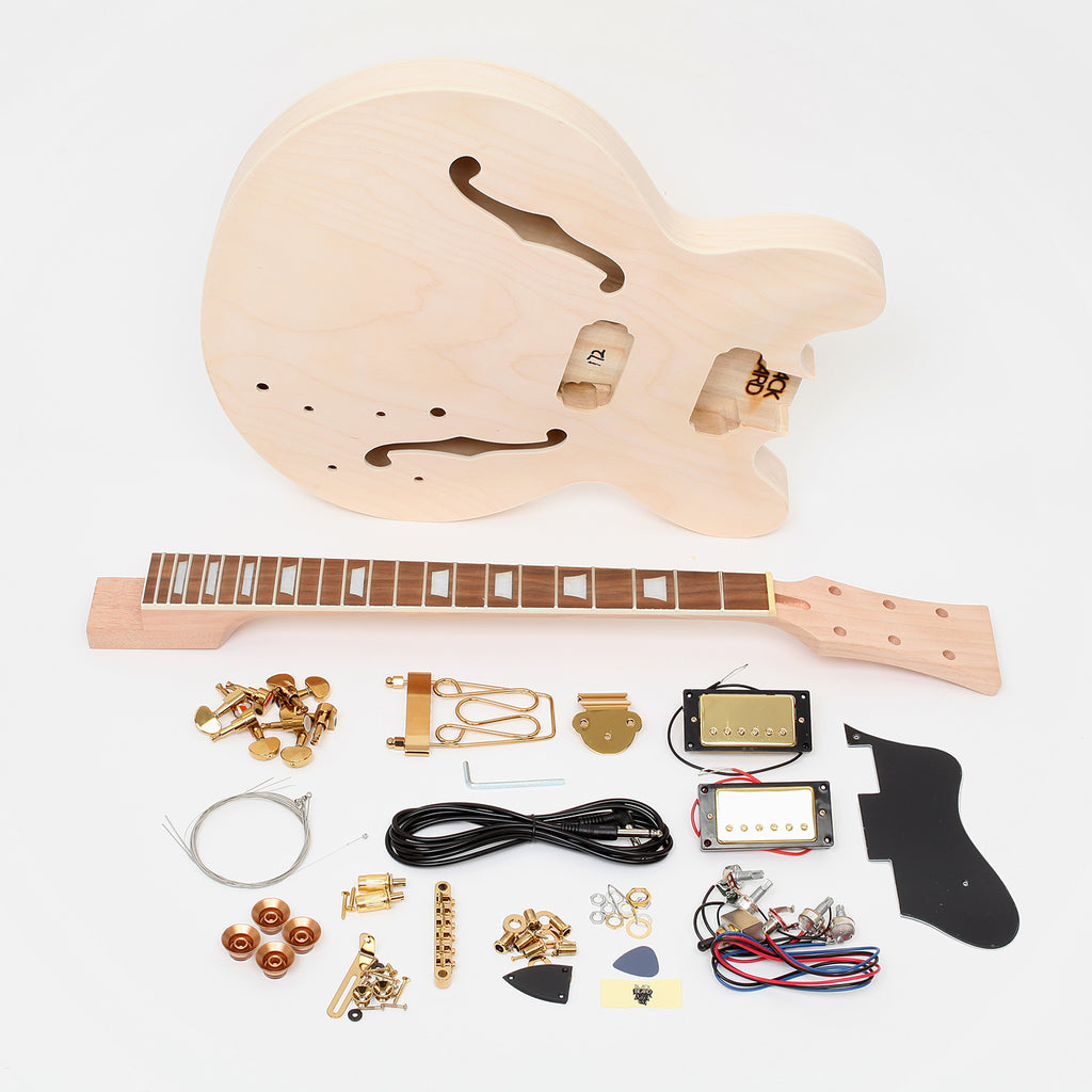 EchoSoul Semi-Hollow (Set-In Neck) Electric DIY Guitar Kit Set-In Neck ...